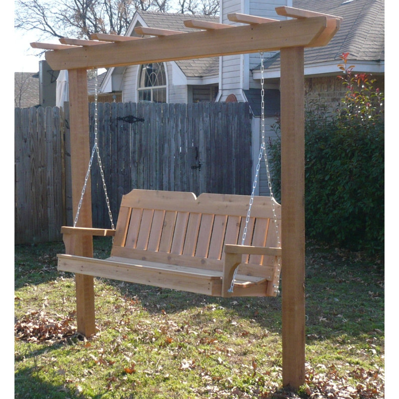 August Grove 4x4 Cedar Post Style Arbour Swing Set - With 4 Foot Swing ...