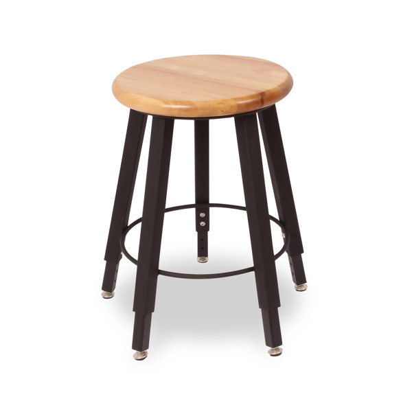 WB Manufacturing Adjustable Height Round Hardwood Seat 5 Leg Stool ...