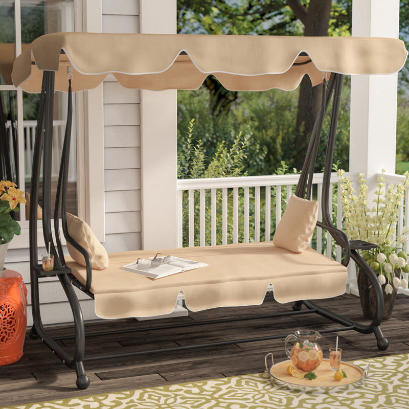 Winston Porter Whitney Outdoor Covered Porch Swing with Stand & Reviews ...