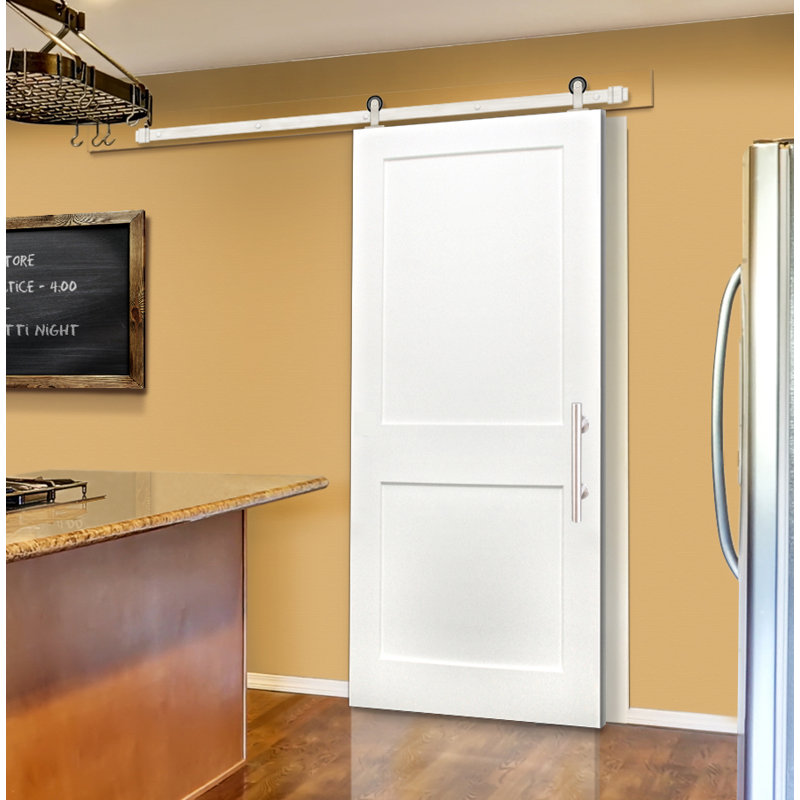 CreativeEntryways Paneled Wood Primed Shaker Barn Door with ...