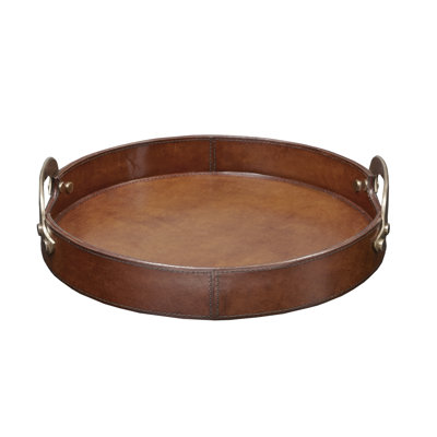 Leather & Faux Leather Round Decorative Trays You'll Love | Wayfair