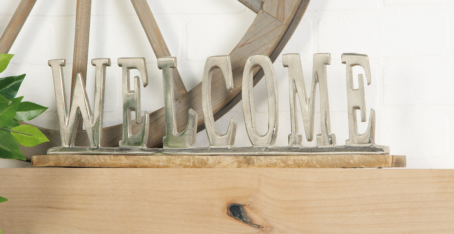 Cole & Grey Aluminum Wood Welcome Letter Block & Reviews | Wayfair