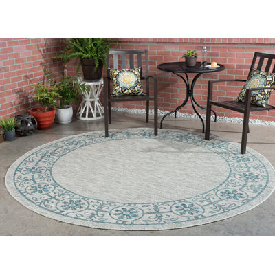 Blue Round Outdoor Rugs You'll Love | Wayfair