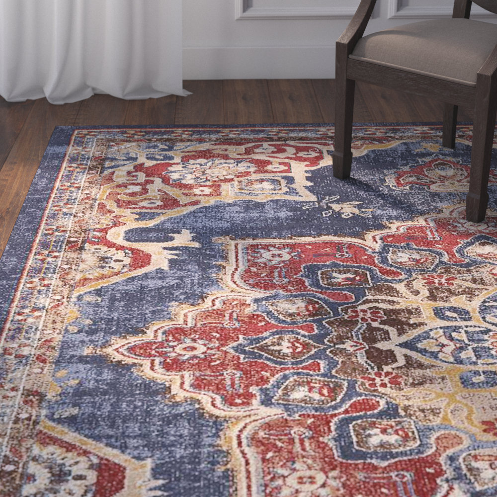 Astoria Grand Nathanson Dark Blue Area Rug & Reviews | Wayfair