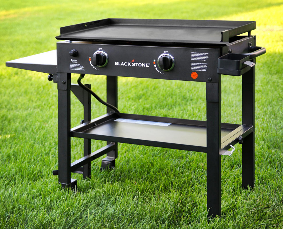 Blackstone 2-Burner Flat Top Propane Gas Grill with Side Shelves ...