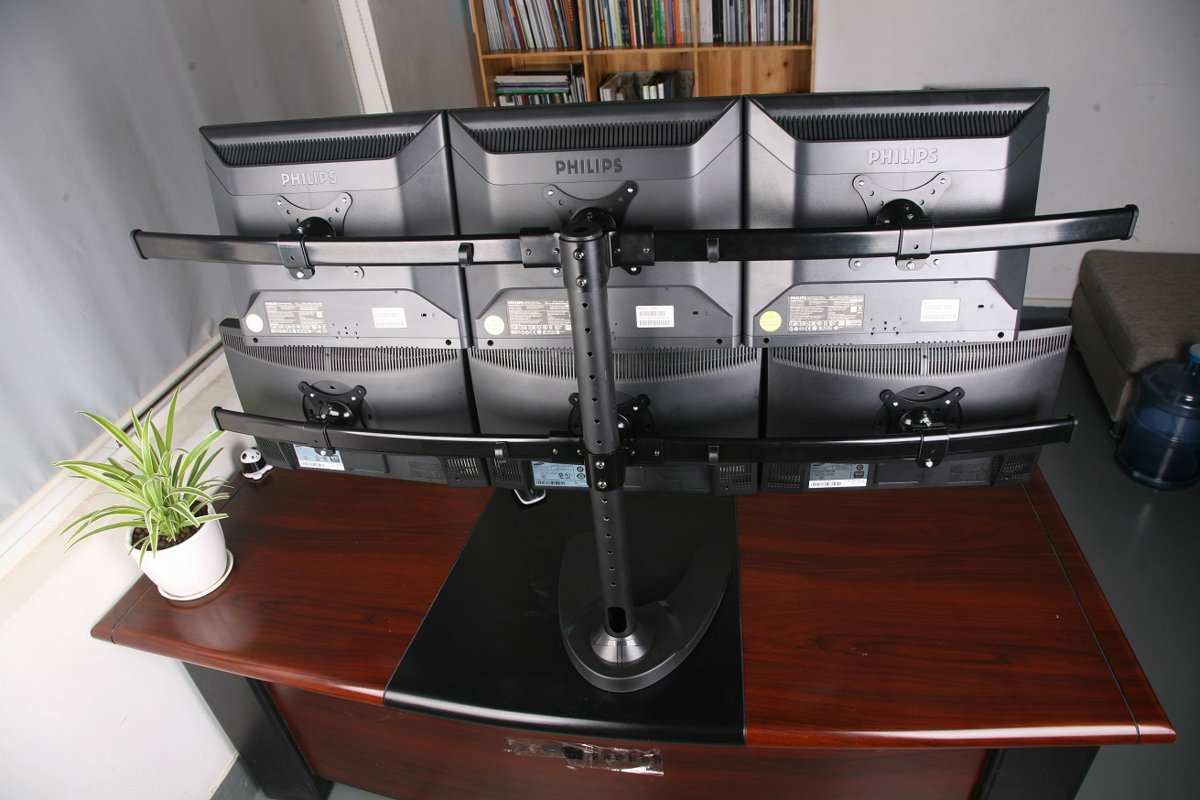 VIvo LCD Monitor Heavy Duty Height Adjustable 6 Screen Desk Mount ...