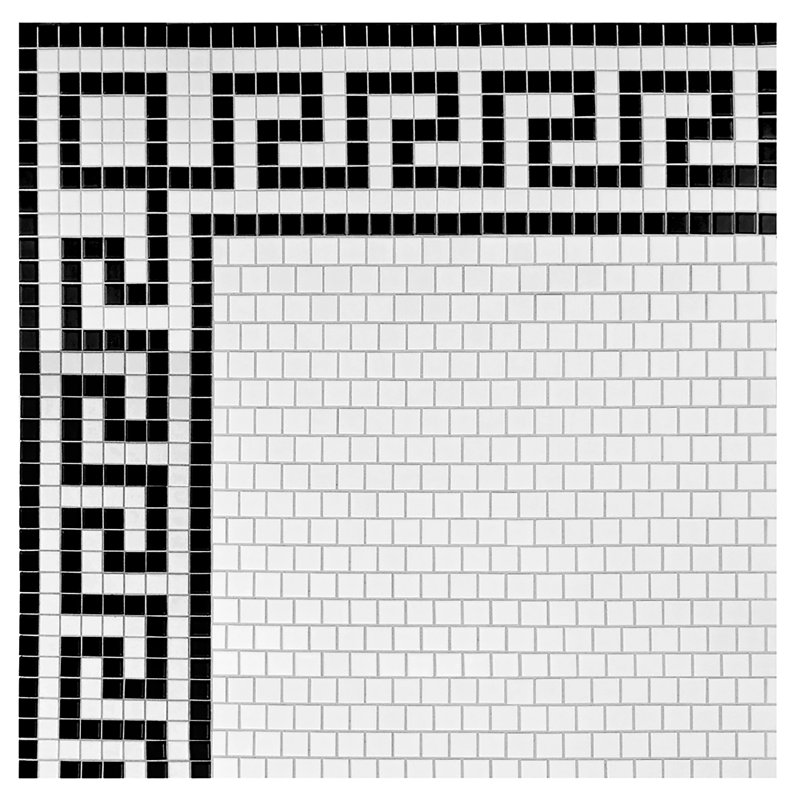EliteTile Retro Greek Key 0.81" x 0.81" Porcelain Mosaic Tile in Matte ...