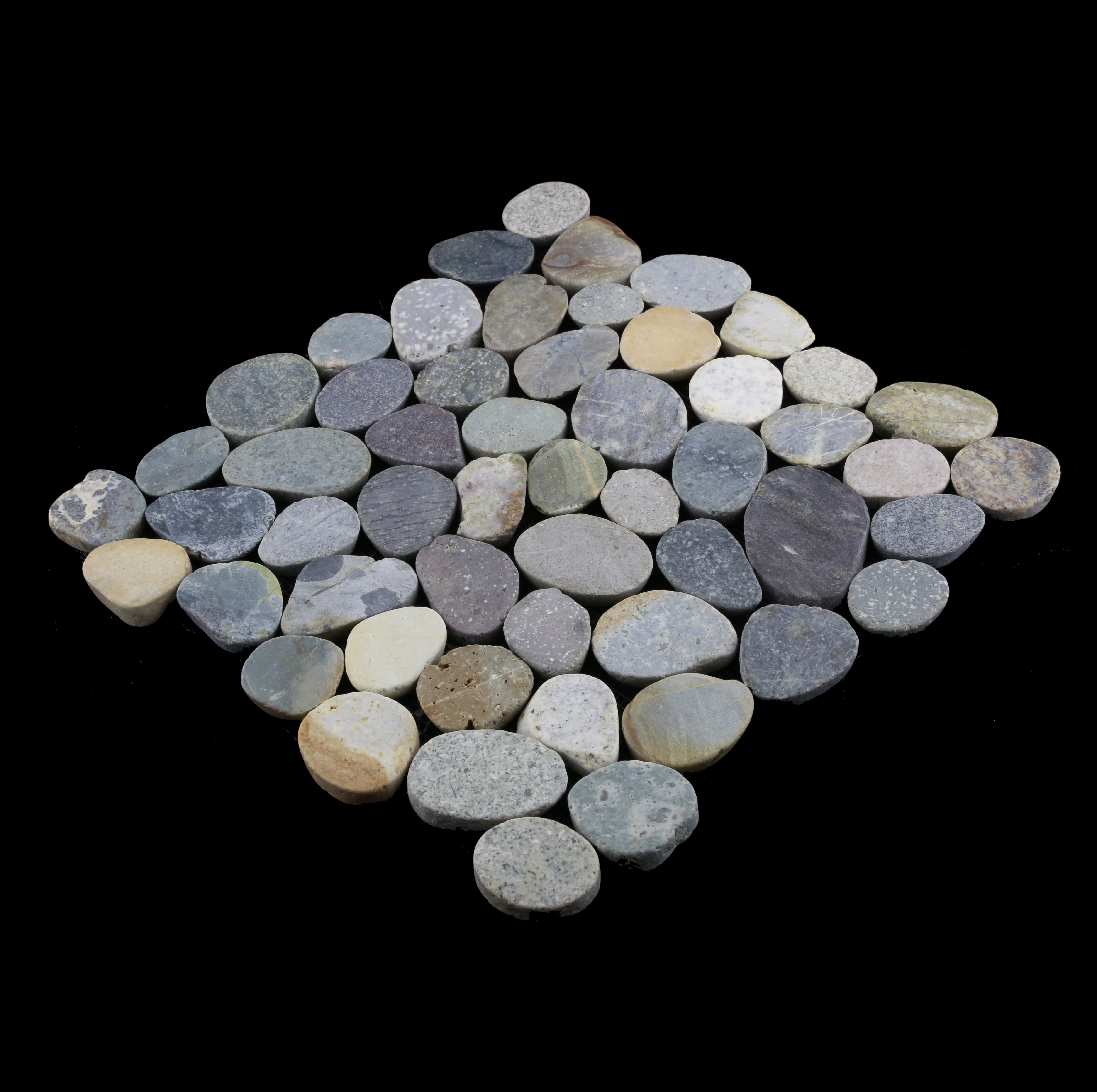 Pebble Tile Sliced Random Sized Natural Stone Pebble Tile in River Grey ...