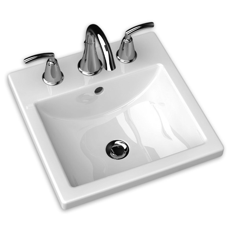 American Standard Studio Ceramic Square Drop-In Bathroom Sink with ...