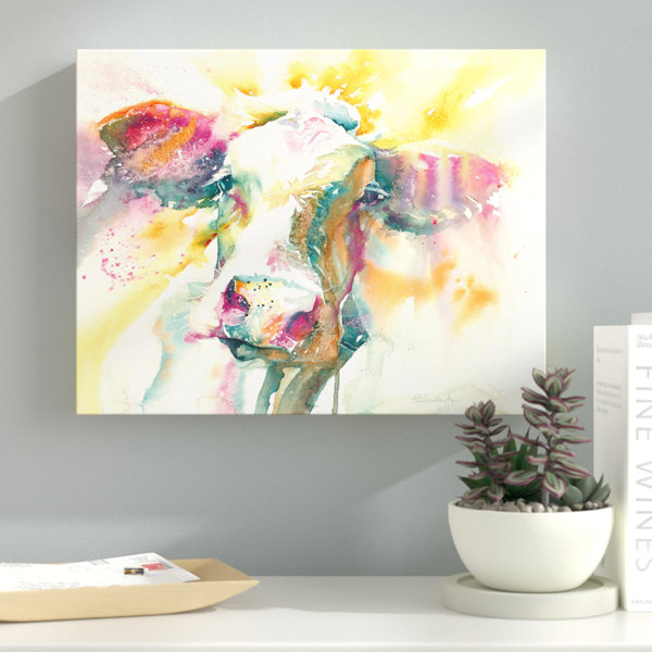 Latitude Run Abstract Cow Painting Print on Wrapped Canvas | Wayfair