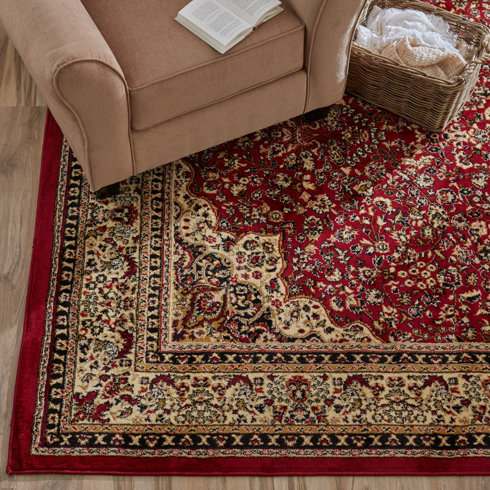 Three Posts Traditional Area Rug in Maroon & Reviews | Wayfair