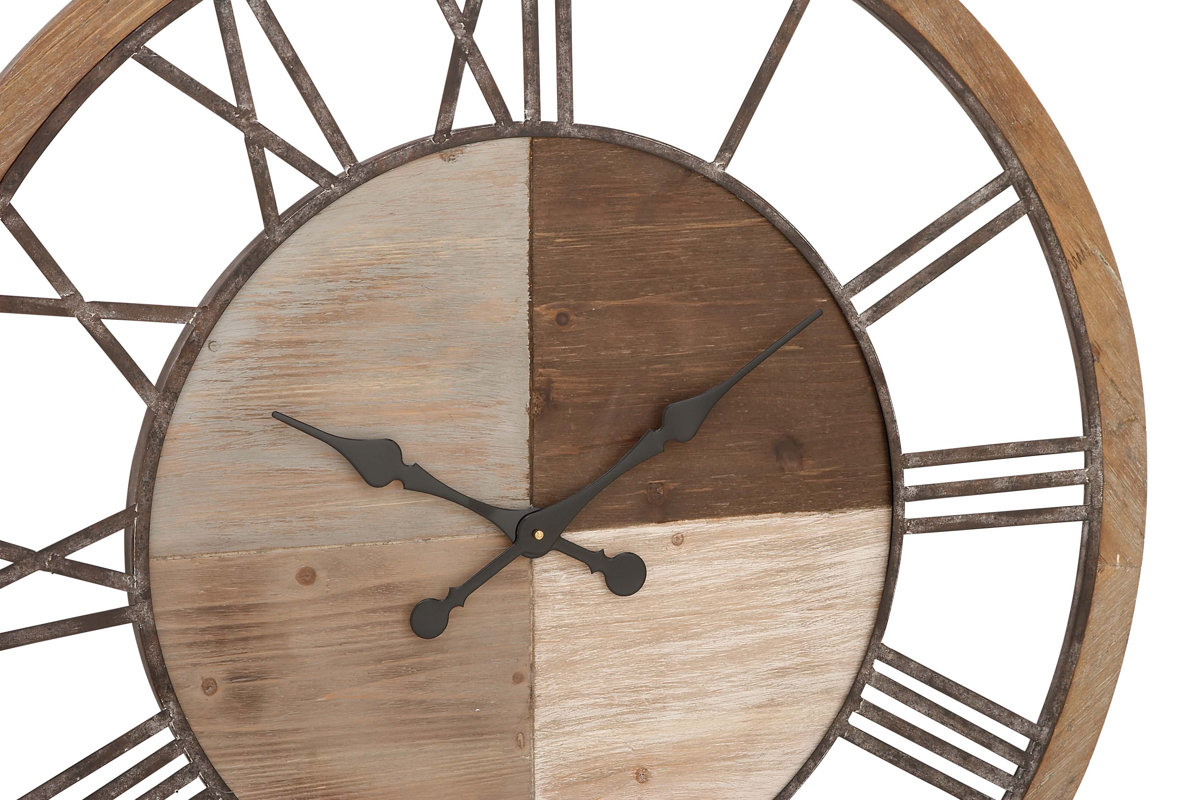 Cole & Grey Oversized Wood and Metal 36" Wall Clock & Reviews | Wayfair