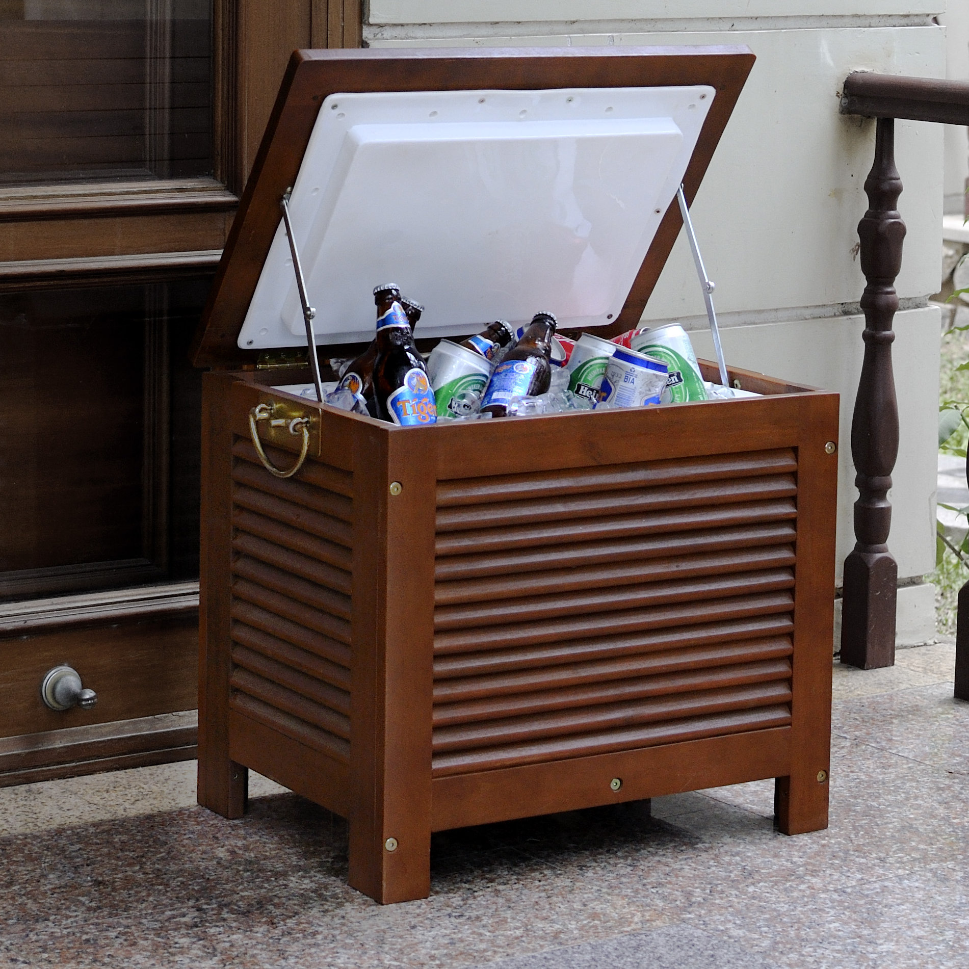 Merry Products 54.9 Qt. Outdoor Wooden Patio Cooler & Reviews | Wayfair.ca