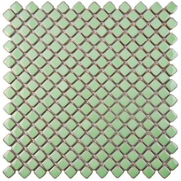 EliteTile Gem 0.71" x 0.71" Porcelain Mosaic Tile in Glossy Light Green ...