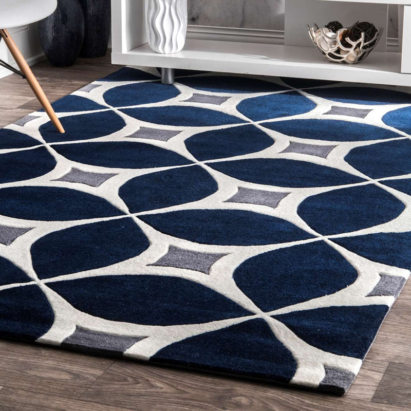 Navy Blue And White Rug