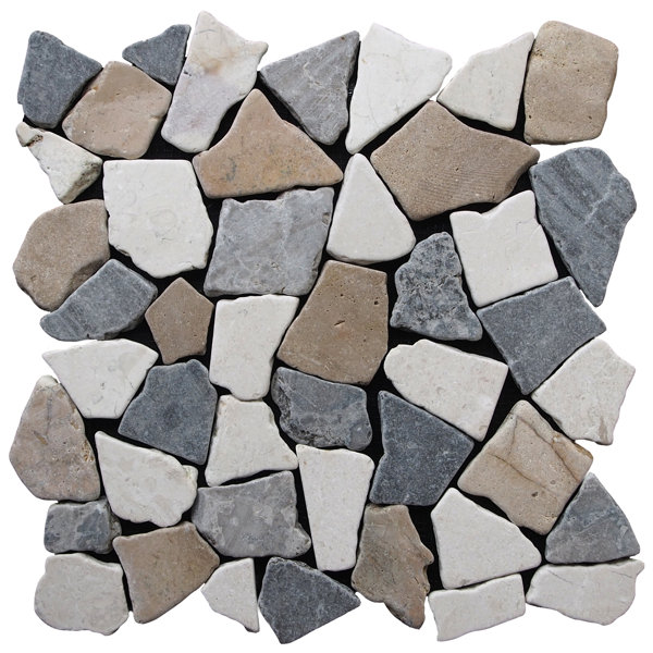 Pebble Tile Fit Random Sized Natural Stone Pebble Tile in Tan Grey ...