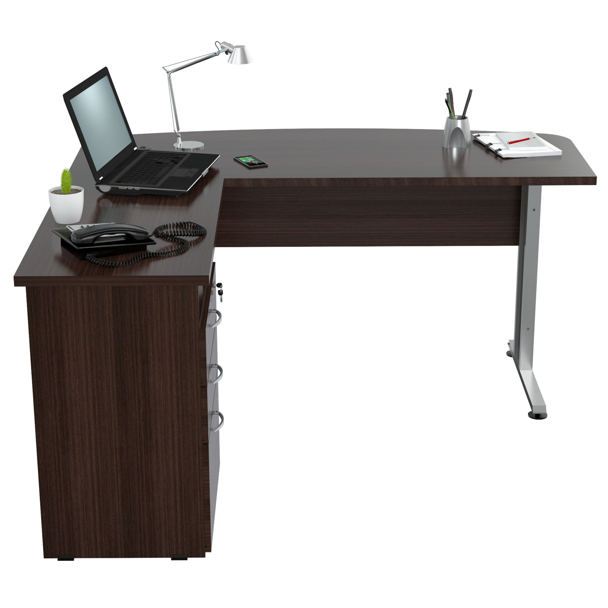 Inval Curved Top L-Shape Computer Desk & Reviews | Wayfair
