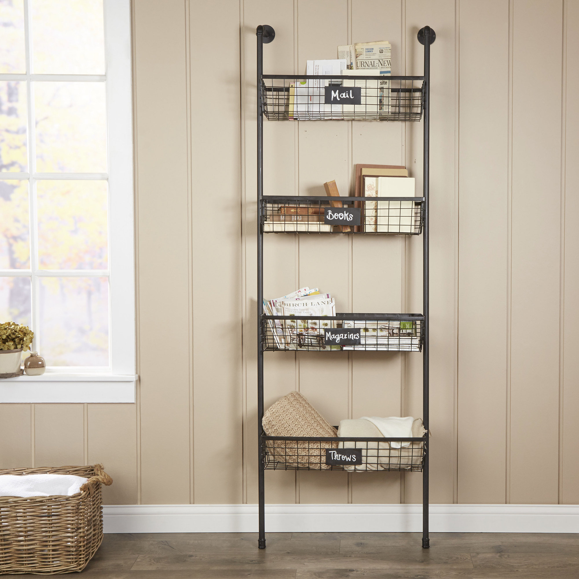 Birch Lane™ 4-Tier Wire Basket Wall Shelf & Reviews | Wayfair