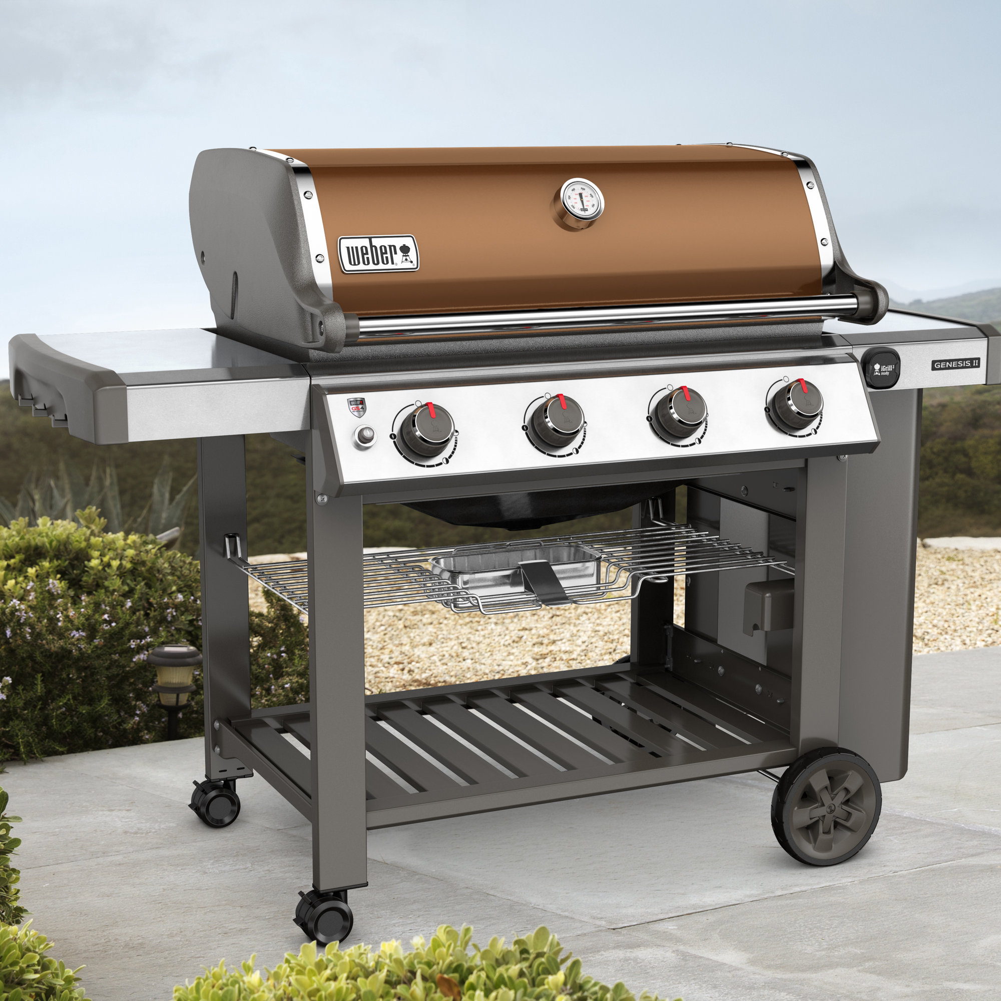 Weber Genesis II E-410 4-Burner Propane Gas Grill with Side Shelves ...