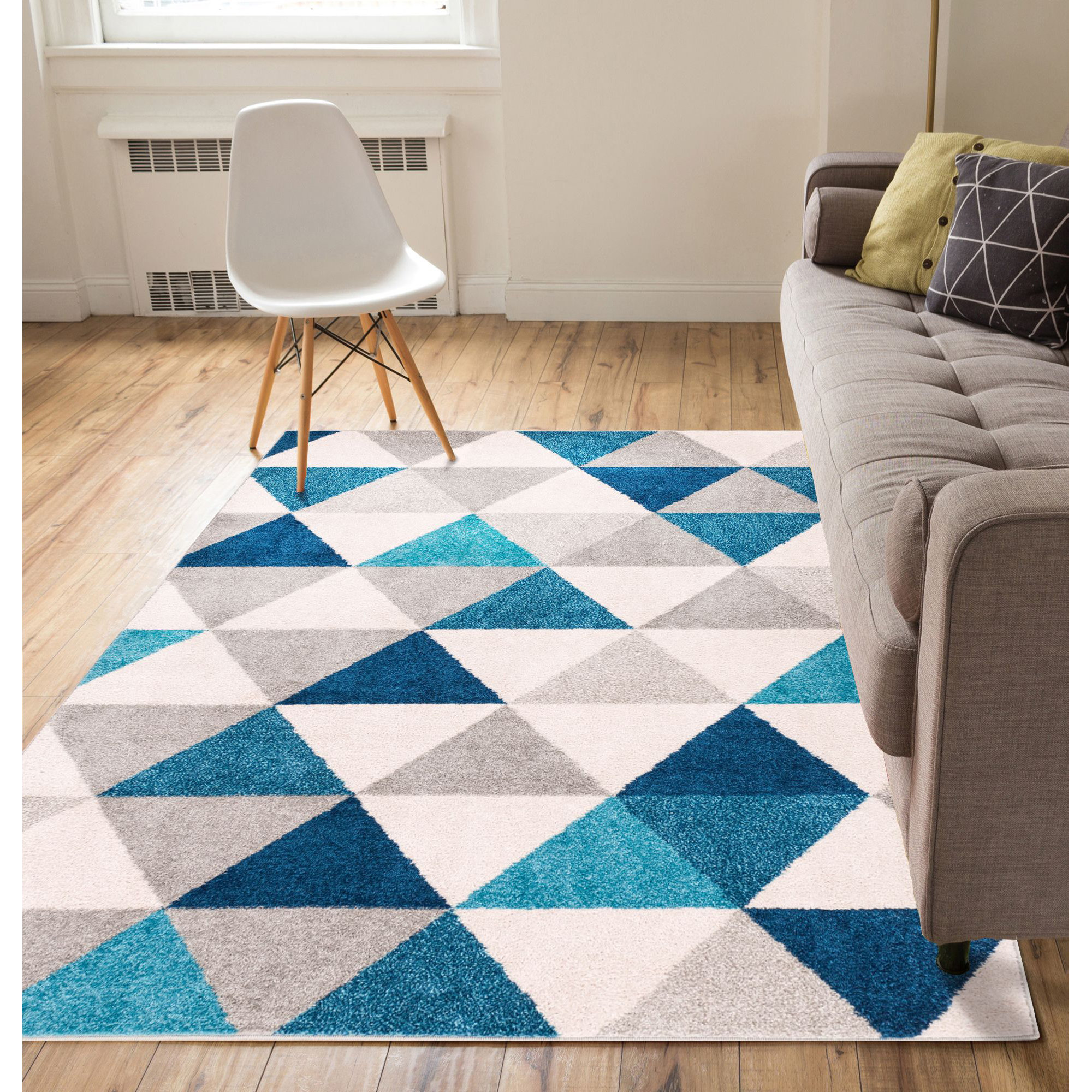 Varick Gallery Mystic Alvin Modern Abstract Triangle Geometric Blue ...