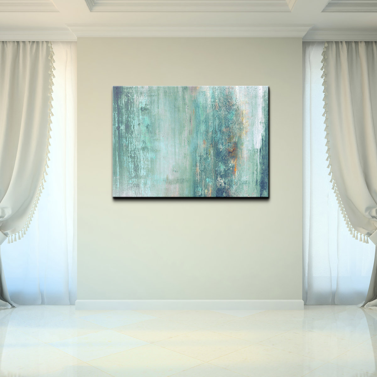 Ready2hangart Abstract Spa' Framed Graphic Art Print on Canvas Blue ...