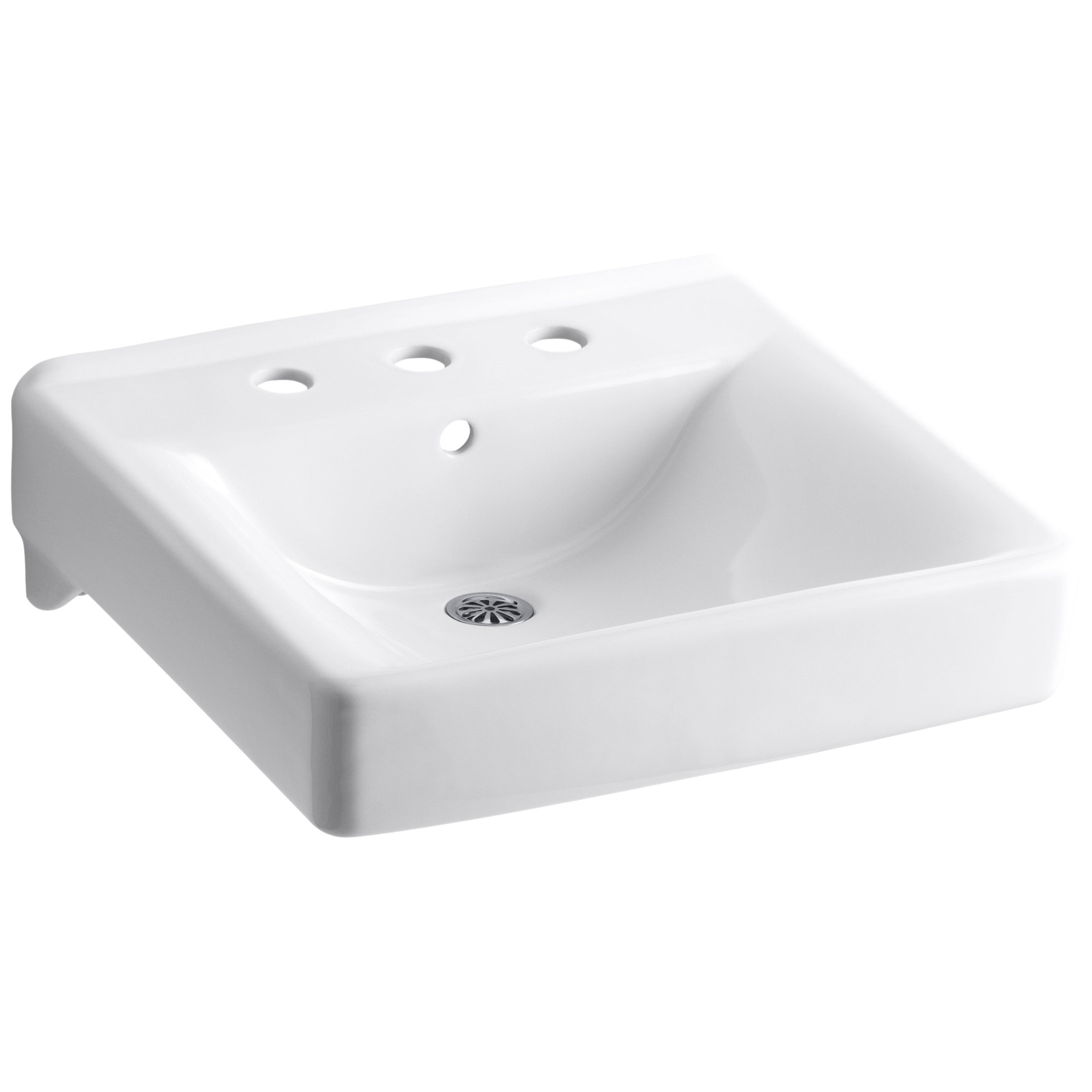 Kohler Soho 20 X 18 Wall Mountconcealed Arm Carrier Bathroom Sink With 8 Widespread Faucet